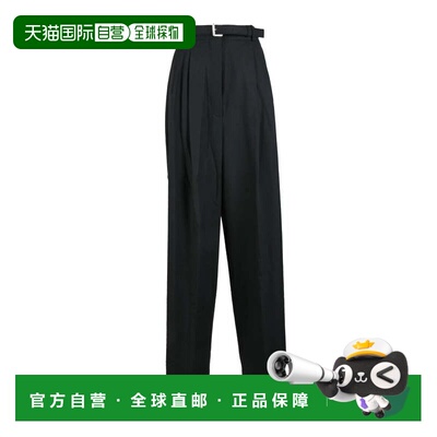 自营sportmaxHigh-Waisted Trousers with Belt Detail - black
