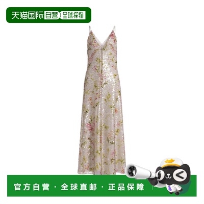 自营alberta ferrettiV领中长款连衣裙，亮片花卉设计-中性 美国