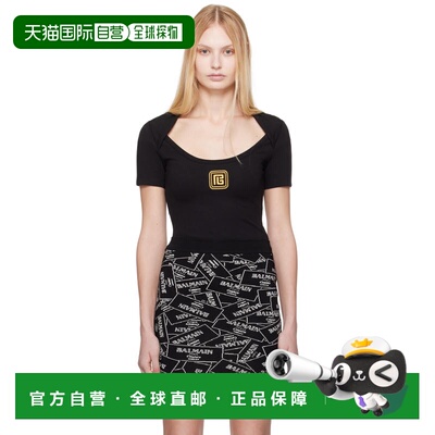 1h可退 香港直邮潮奢 Balmain 巴尔曼 女士 黑色 Encolure Ronde