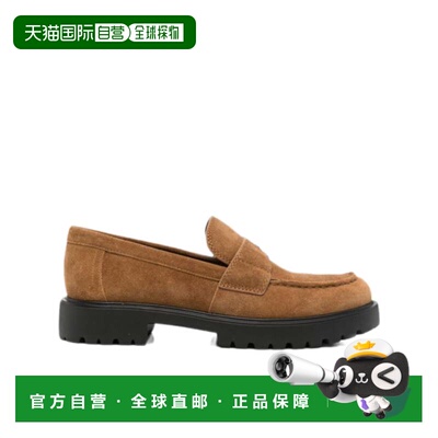 自营tory burch棕色绒面革便士背带乐福-棕色 美国奥莱直发
