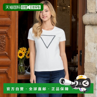 自营 guessEco Charlee标志T恤-纯白色 美国奥莱直发新款女装