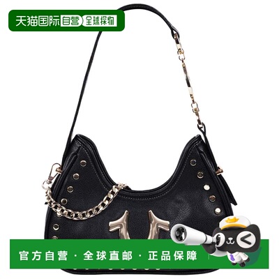 自营True Religion Studded Pebble Hobo Bag - black 美国奥莱直