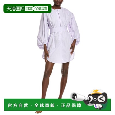 自营English Factory Billow Belted Mini Dress - purple 美国奥