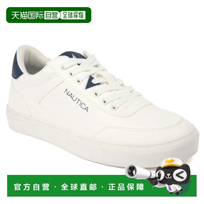自营Nautica Mens Lace-Up Logo Sneaker - tin grey 美国奥莱直