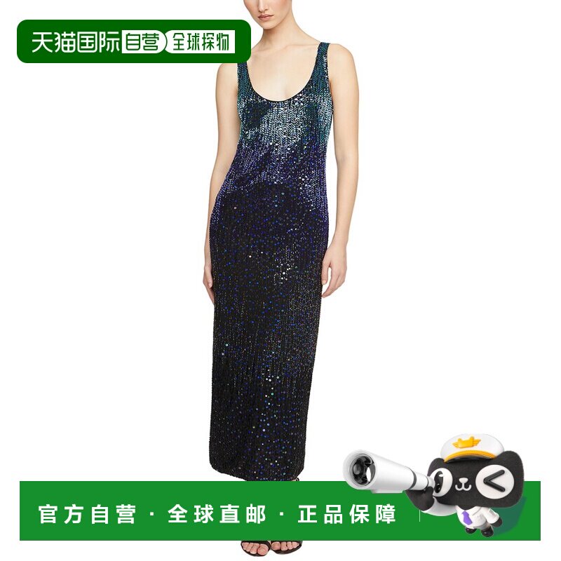 自营Halston Anastasia Midi连衣裙-黑色 美国奥莱直发