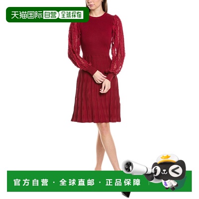 自营Nanette Nanette Lepore Chiffon Sleeve Sweaterdress - red