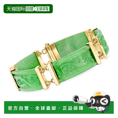 自营Ross-Simons Jade Dragon Bracelet With 18kt Gold Over Ste