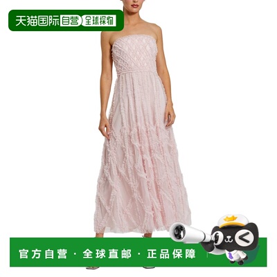 自营Mac Duggal Mesh Micro Ruffle Strapless A Line Ankle Dres