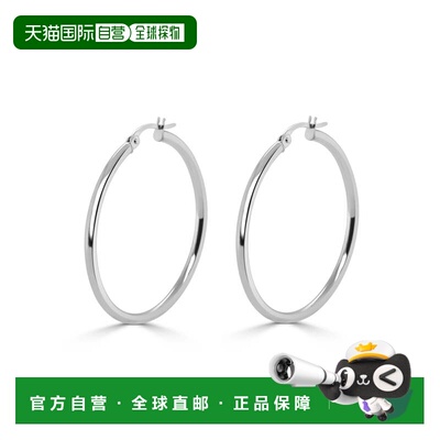 自营sabrina14K White Gold Hoop Earrings - white gold 美国奥