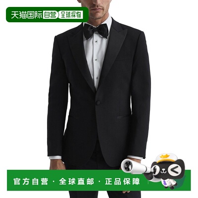 自营Reiss Poker Wool-Blend Formal Jacket - black 美国奥莱直