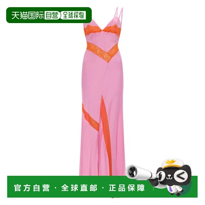 自营msgmPink Orange Lace Inserts Maxi Dress - pink 美国奥莱
