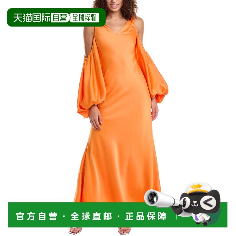 自营 Halston Binnie 礼服 - 橙色 美国奥莱直发连衣裙长裙吊带