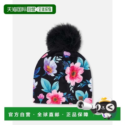 自营deux par deuxStretch Jersey Hat Black Printed Flowers wi