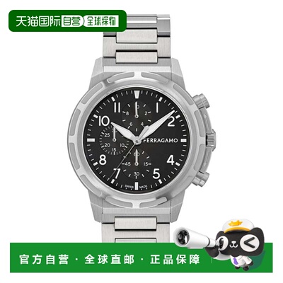 自营salvatore ferragamoSport Chrono硅胶手表-银色/不锈钢/黑
