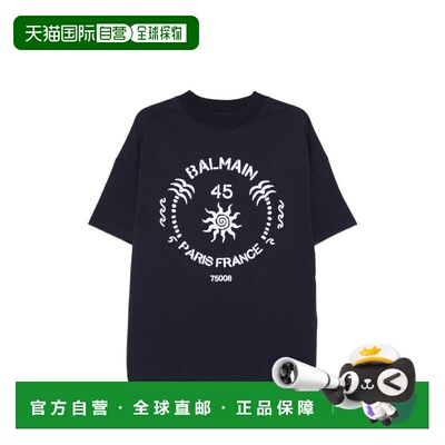 自营balmainBoxy-Fit Deep Navy Graphic T-Shirt - blue 美国奥