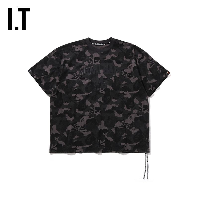 IT MASTERMIND VS BAPE男装短袖T恤新款迷彩拼色宽松半袖M905091O
