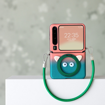 适用华为purax手机壳支架可爱pocket2时尚小米mix flip全包中轴荣耀Magicvflip2斜跨挂绳三星zflip7防摔nova