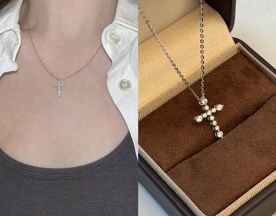 【通体纯银】满钻克罗项链