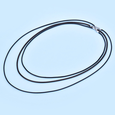 925纯银扣黑色皮绳玉石吊坠挂绳