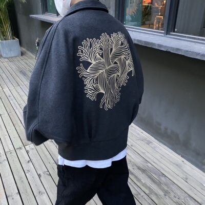 Nemeth弯刀袖绳结图案毛呢夹克