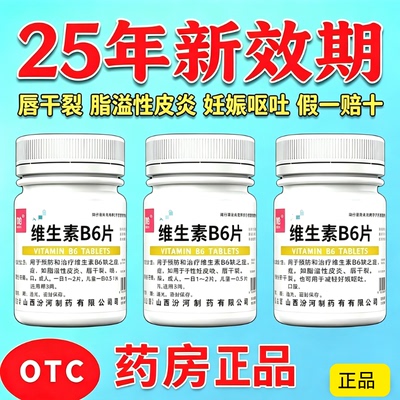 【汾河】维生素B6片10mg*100片/瓶【省内次日达药房正品】