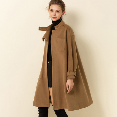 A摆廓形设计感中长呢料保暖大衣