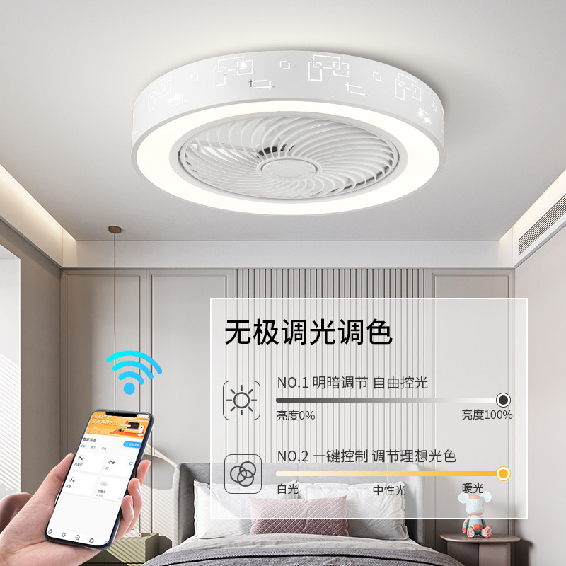 吸顶风扇灯2025新款家用吊扇灯智能卧室书房餐厅变频静音带风罩灯