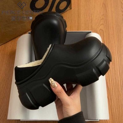 爆款超软增高厚底棉拖鞋女2025年秋季新款外出家居防滑毛毛鞋保暖