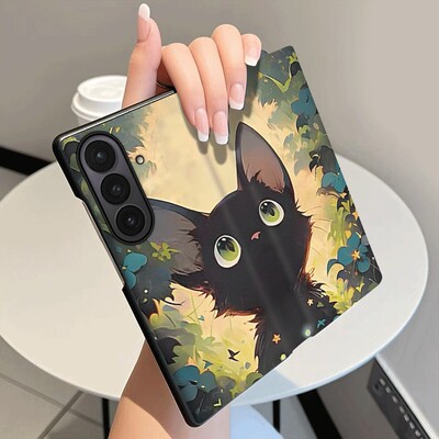 星空黑猫适用三星ZFold8Ultra手机壳翻盖皮套ZFold7全包防摔ZFold6折叠屏ZFold5保护套W26个性W25磁吸W24