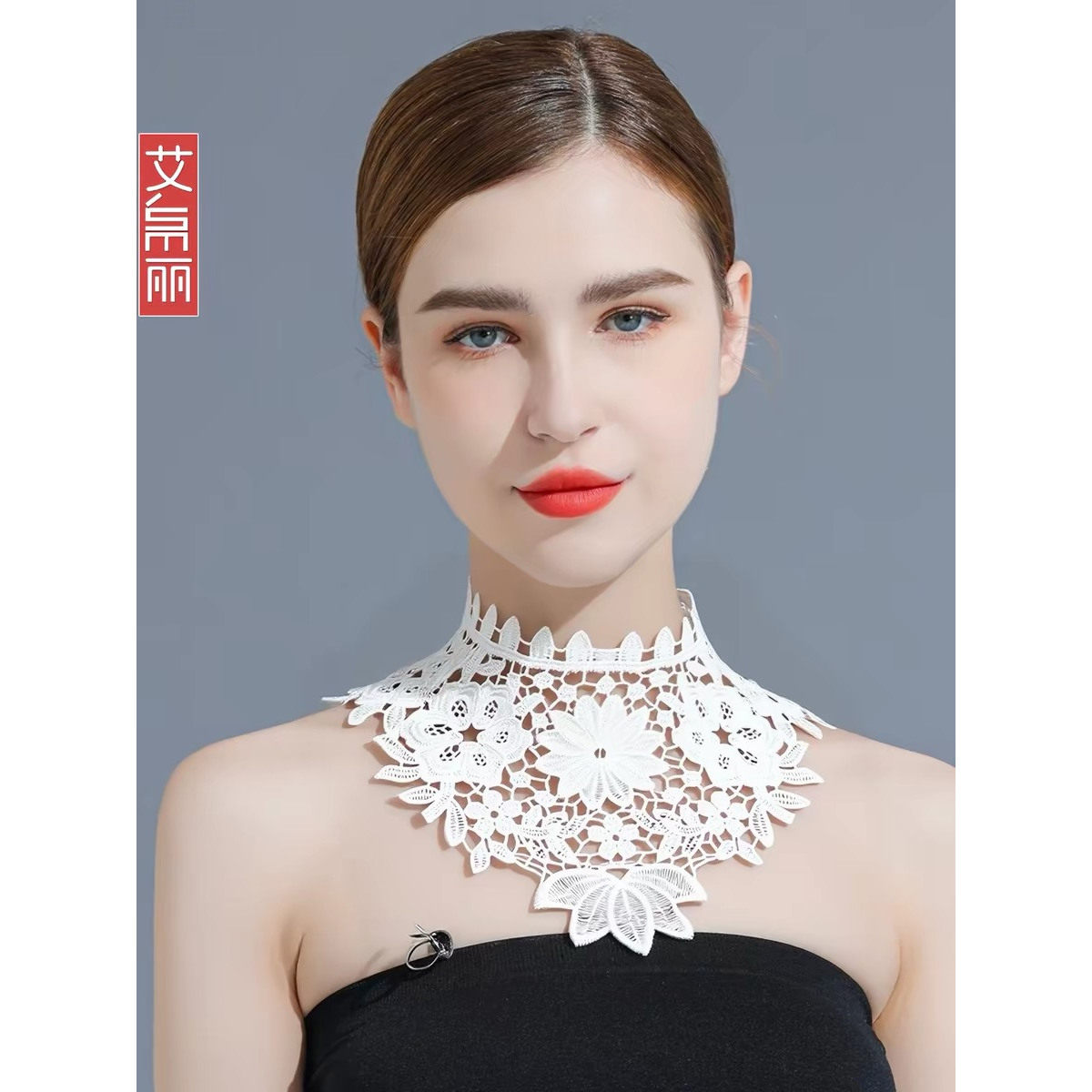 白色蕾丝假领女百搭镂空花边装饰围脖娃娃领假衣领