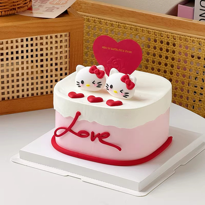 情人节快乐520蛋糕装饰love爱心卡片烘焙软胶KT猫甜品台装扮插件
