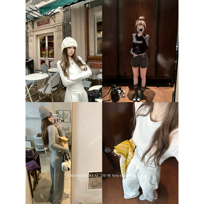 CHANGINGREAL圆领修身打底T恤