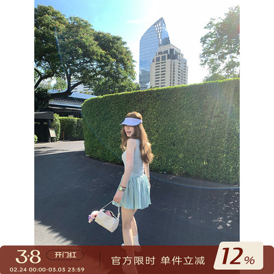 CHANGINGREALbaby蓝背心花苞裙