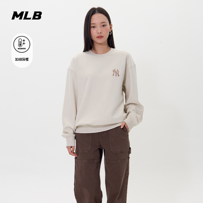MLB官方 男女情侣复古背标老花保暖加绒圆领卫衣冬季新款MTM10
