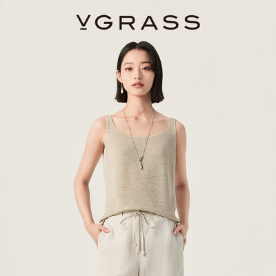 VGRASS亚麻混纺吊带背心针织