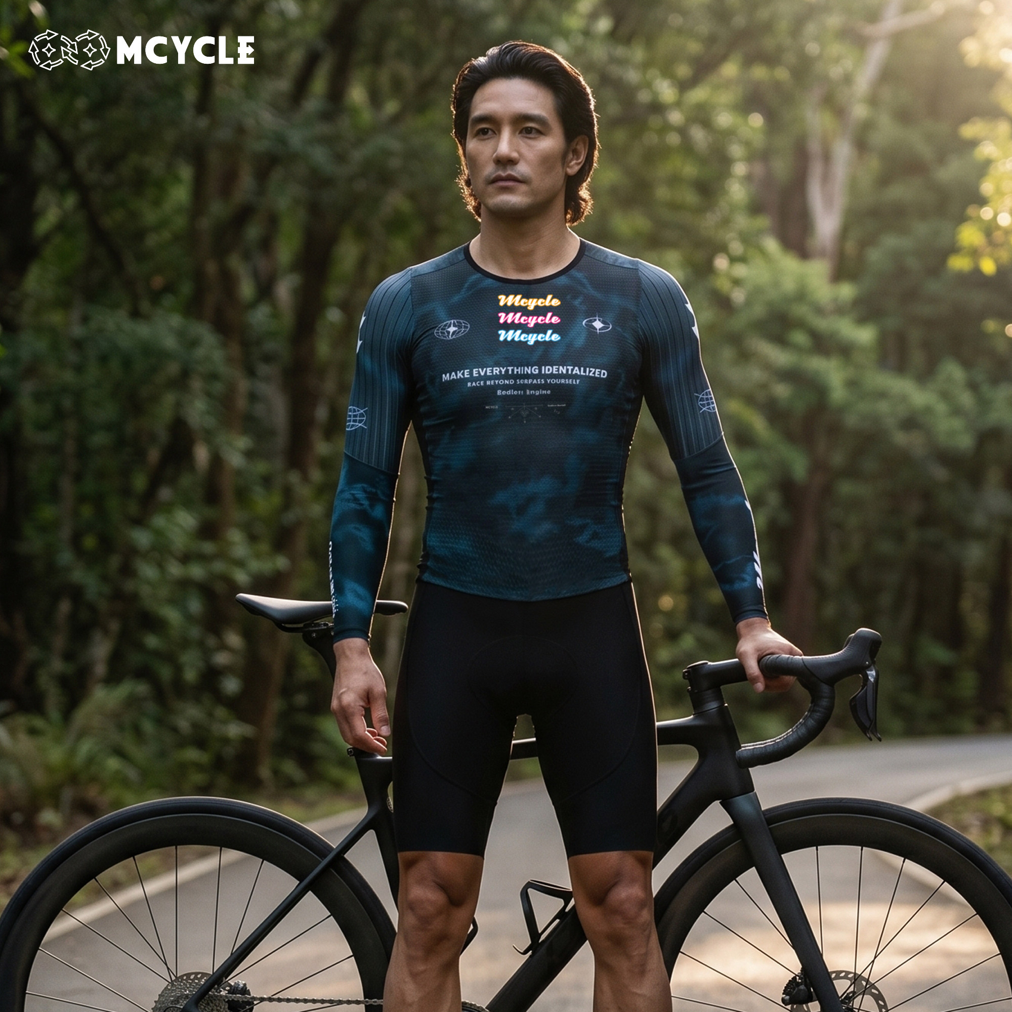 魅骑MCYCLE骑行长袖连体服2026男双箭头春夏速干透气自行车公路服