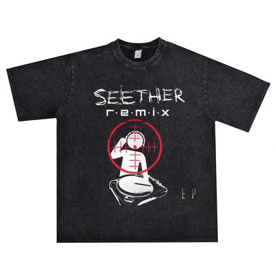 数码直喷摇滚Seether骚动者乐队印花T恤短袖宽松纯棉重磅圆领