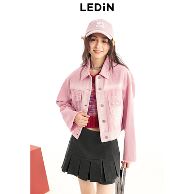 乐町喷色渐变牛仔外套春季新款开运衫C2BJE1207