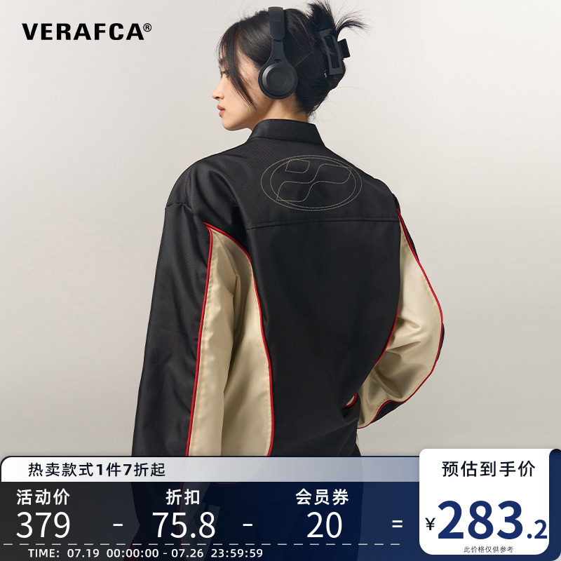 VFC/VERAF CA美式复古拼接撞色机车服潮流痞帅赛车情侣夹克外套_虎窝淘