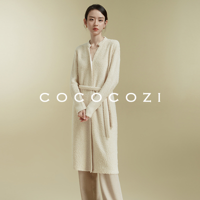 COCOCOZI高级感时尚针织开衫2022新款秋冬女长款保暖毛衣外套