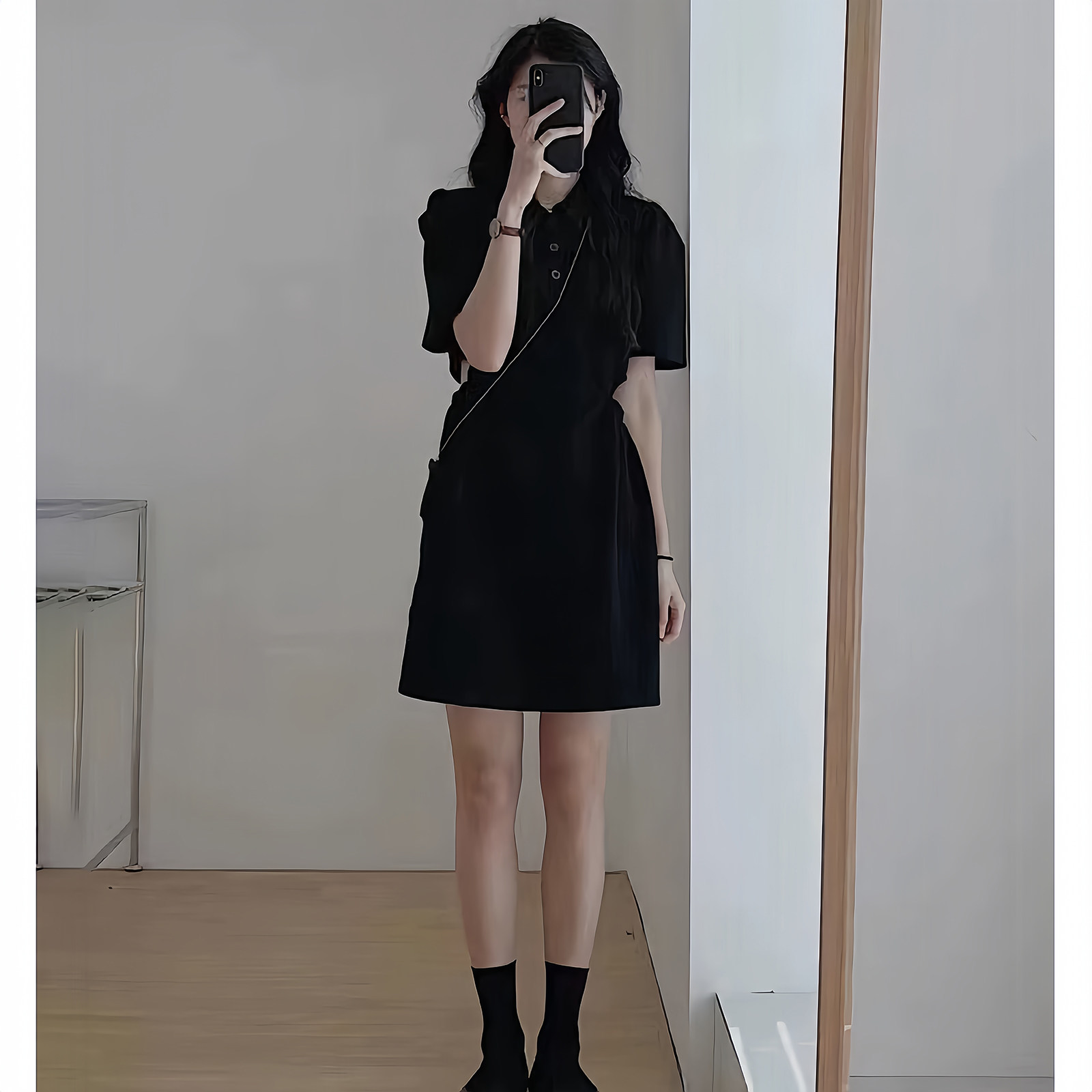 大码女装法式polo领连衣裙夏季2025新款设计感小众显瘦中长款裙子