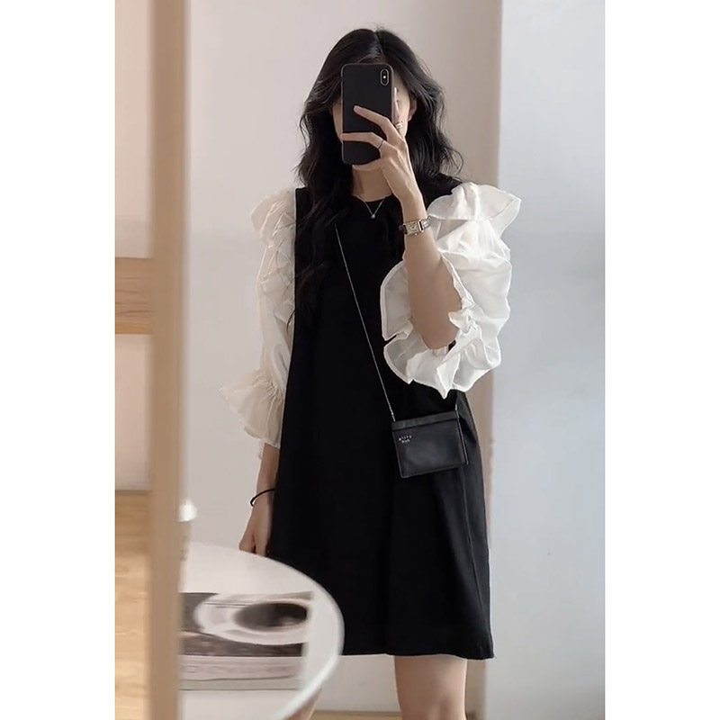 大码女装2025夏季新款胖mm条纹拼接设计感短袖连衣裙宽松显瘦裙子