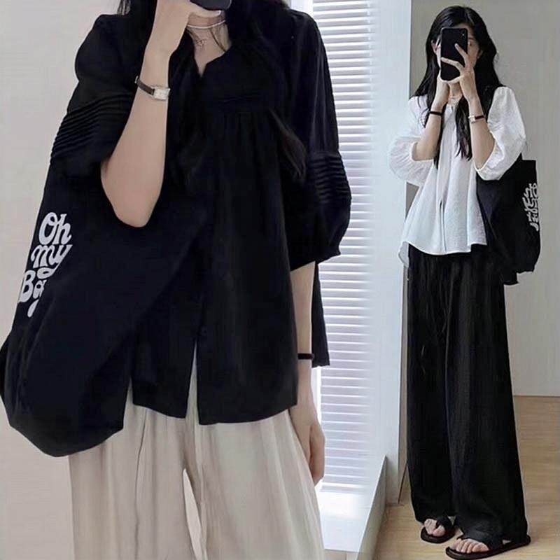 大码女装时尚显瘦休闲套装女胖mm遮肉韩版宽松上衣阔腿裤两件套