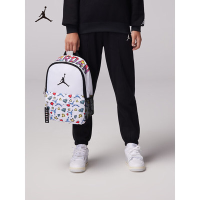 JORDAN 耐克aj迷你经典时尚满印花飞人图案双肩包拼色儿童书包