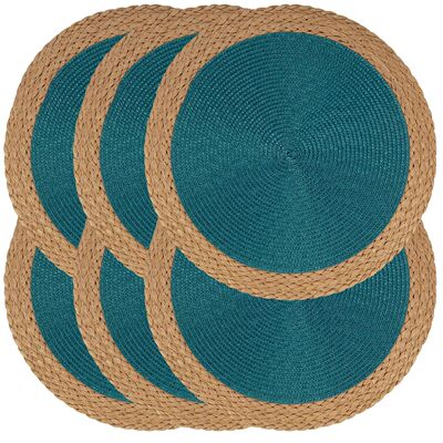 Round Braided Placemats Set of 6 Table Mats 15 Inch Washable