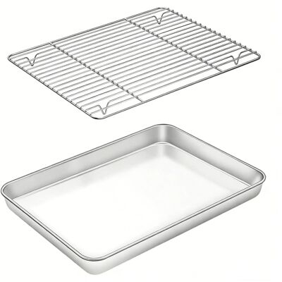 Stainless Steel Baking Sheet with Cooling Rack Set 12×16 In
