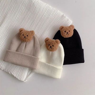Cartoon Bear Baby Knitted Hat Autumn Winter Warm Newborn Inf