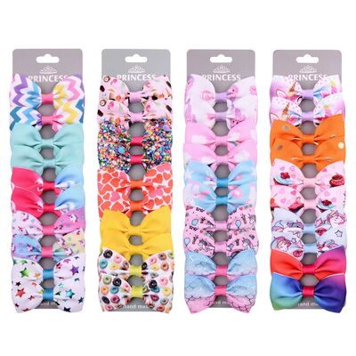 10PCS Rainbow Unicorn Star Hair Bows Clip For Kids Girls Han