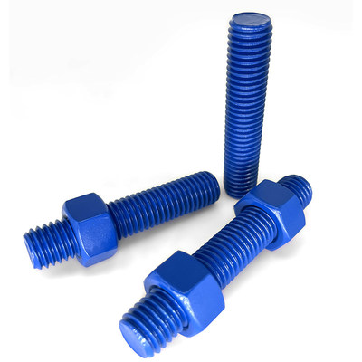 PTFE防腐特氟龙B7/L7/35Crmo全螺纹螺柱高强度碳钢通丝牙棒可定制