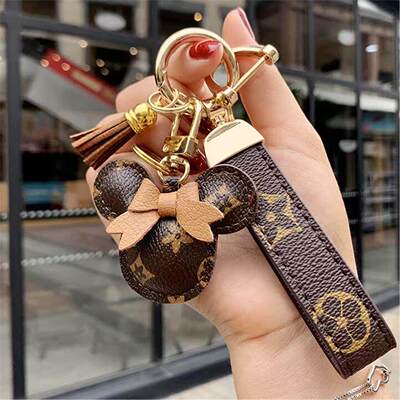 LV&GEDETE汽车钥匙链挂件 摩托车钥匙扣老花米奇speedy25包包挂饰